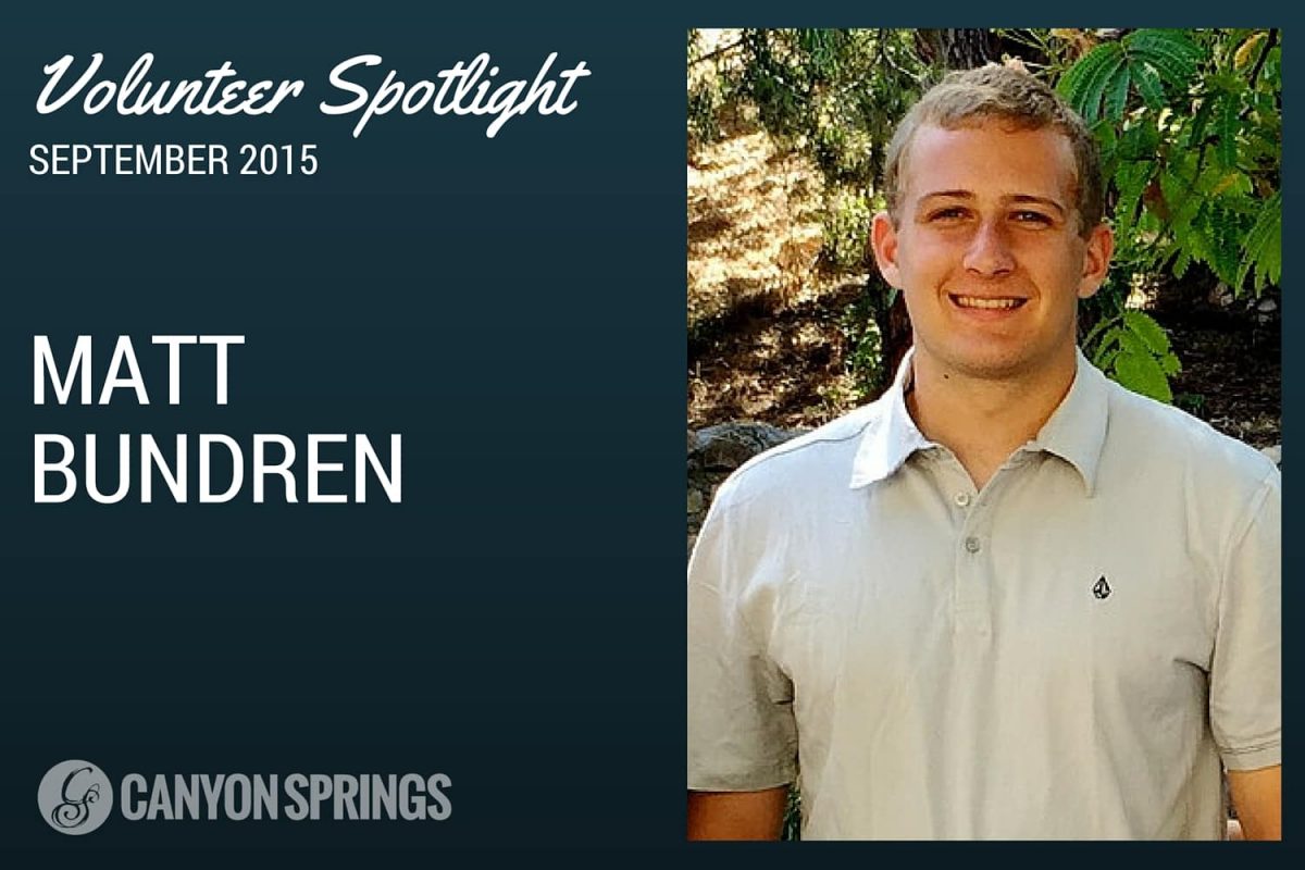 Volunteer Spotlight, September 2015 - Matt Bundren